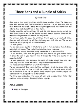 Short Stories With Moral Lesson