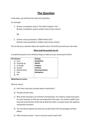 Short stories revision guide | PDF