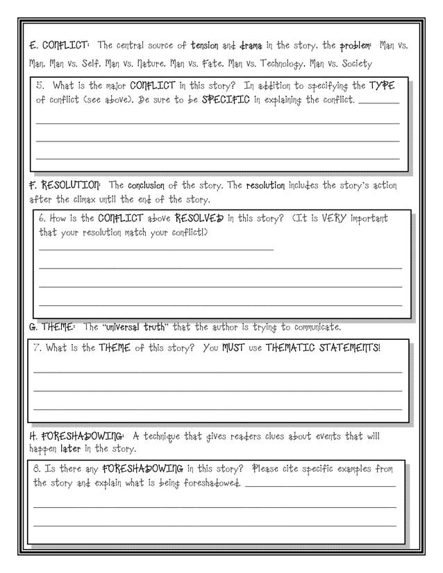 Short Story Analysis Form | PDF