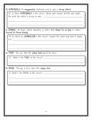 Short Story Analysis Form | PDF