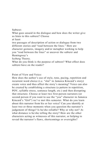 Short Story Critical Paper Assignment Page count 3-4.docx | Fiction ...
