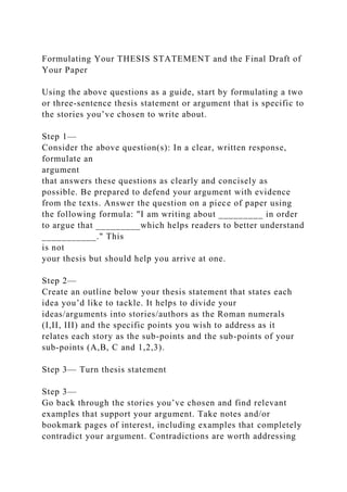 Short Story Critical Paper Assignment Page count 3-4.docx | Fiction ...
