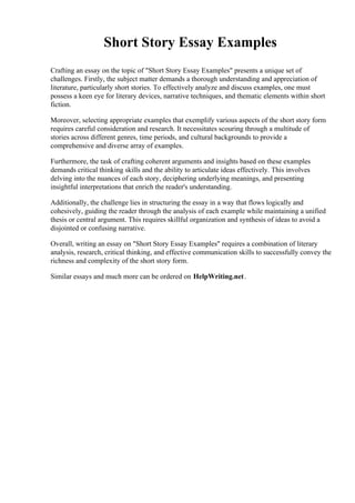 Short Story Essay Examples | PDF | Books and Literature