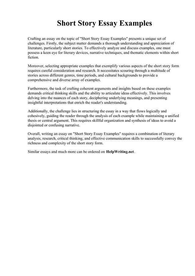 Short Story Essay Examples | PDF | Books and Literature