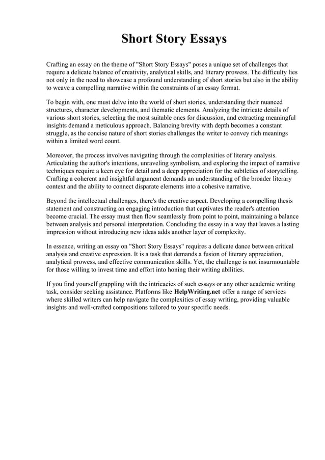 Short Story Essays. Greater Waco Advanced Health Care Academy | PDF ...