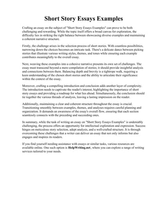 Short Story Essays Examples | PDF