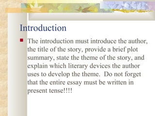 Short story literary analysis criteria | PPT
