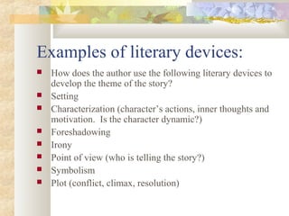 Short story literary analysis criteria | PPT