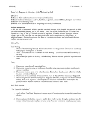 Short story, poetry, and modernist topics | PDF