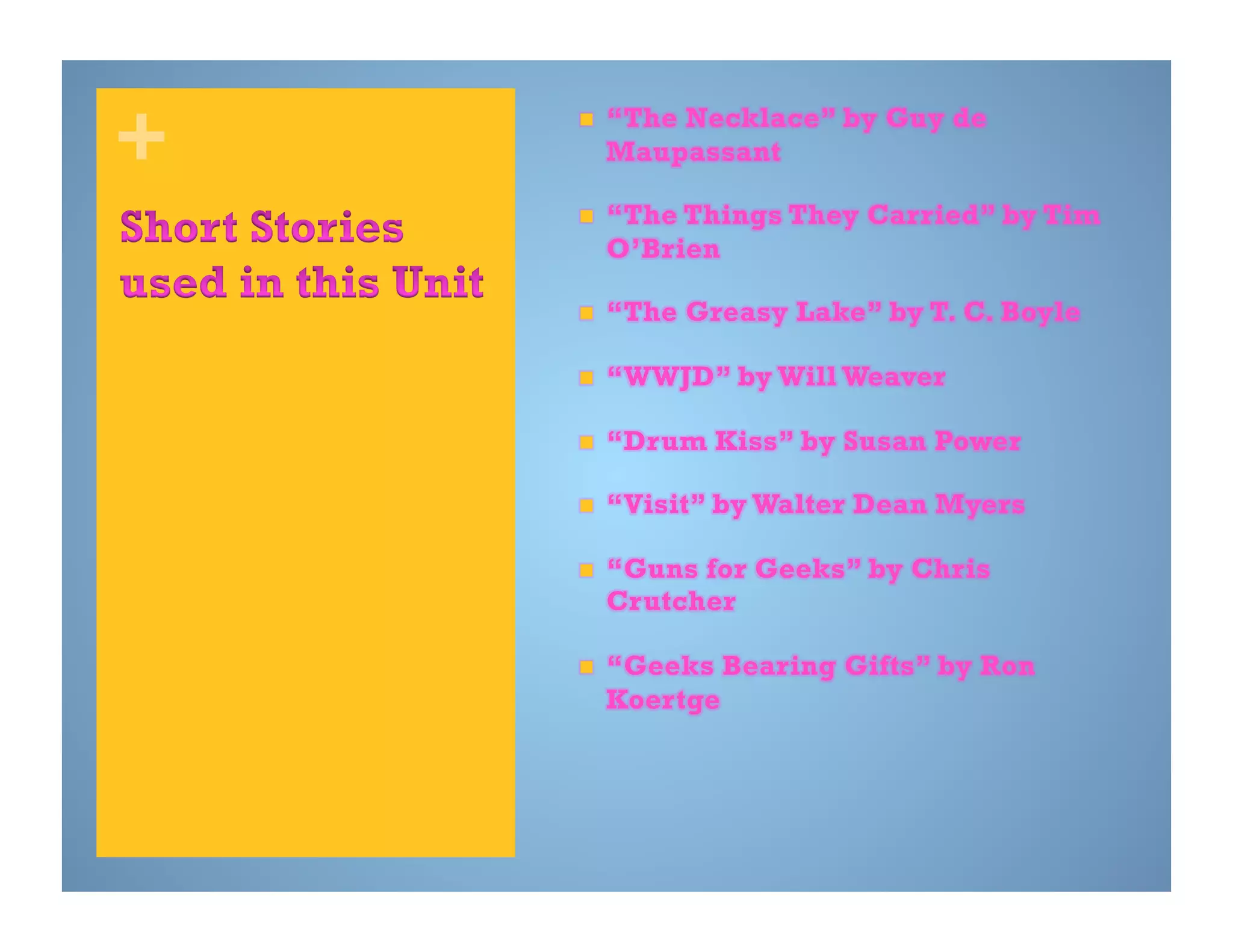 Short Story Powerpoint | PPT