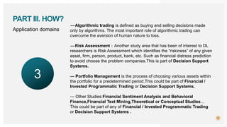 Application of ML / DL in Finance / Investment | PPT
