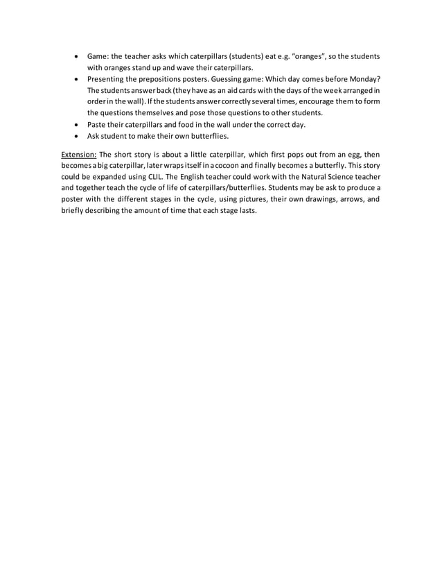 Lesson Plan - Short storytelling: The Very Hungry Caterpillar by Eric ...