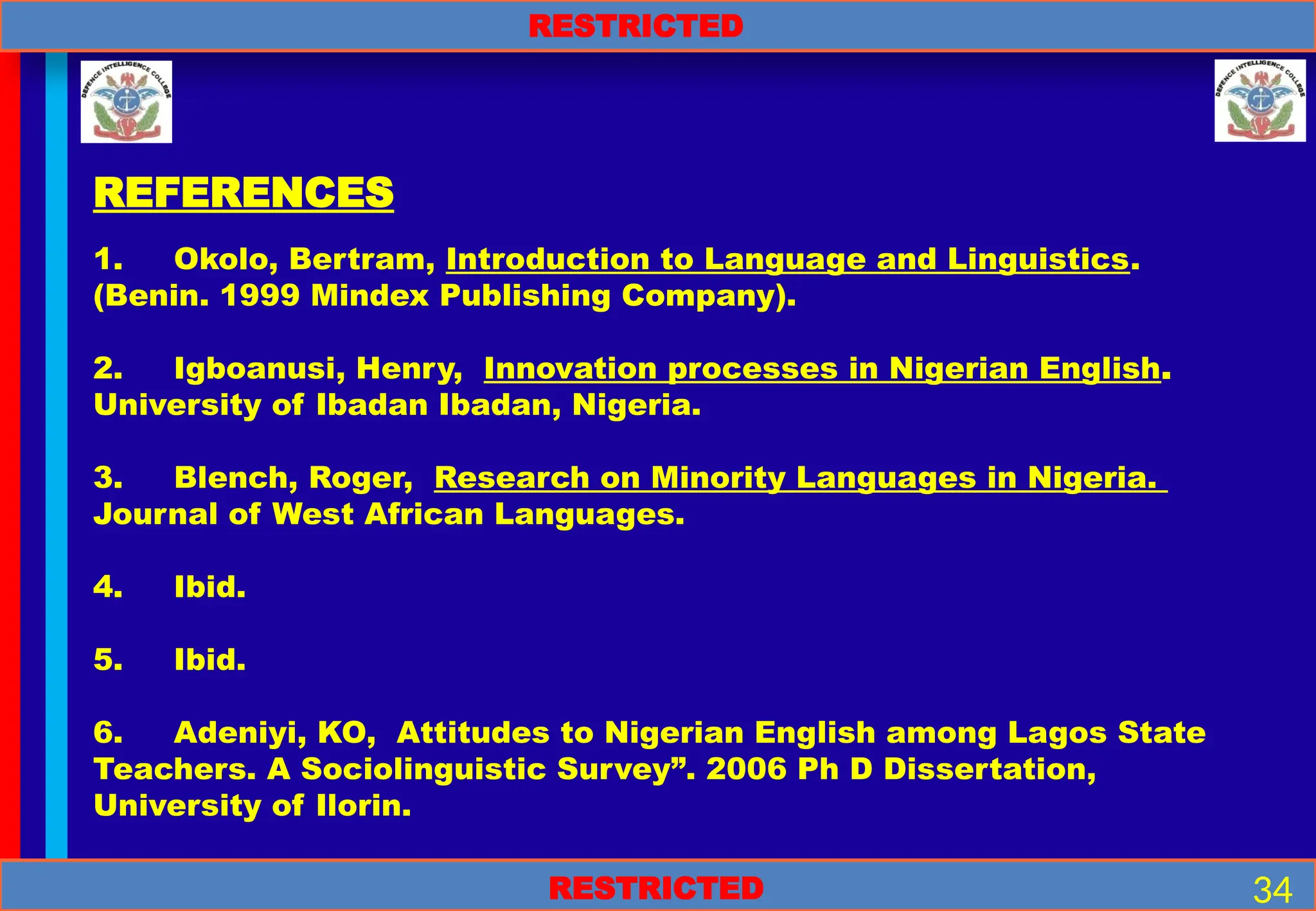 The Syntactic Features of Nigerian English | PPT