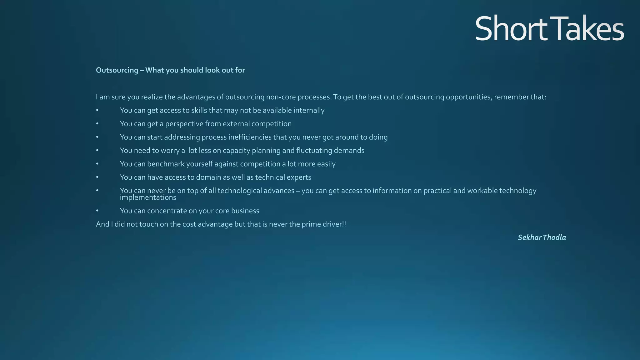 Short takes - Outsourcing | PPT