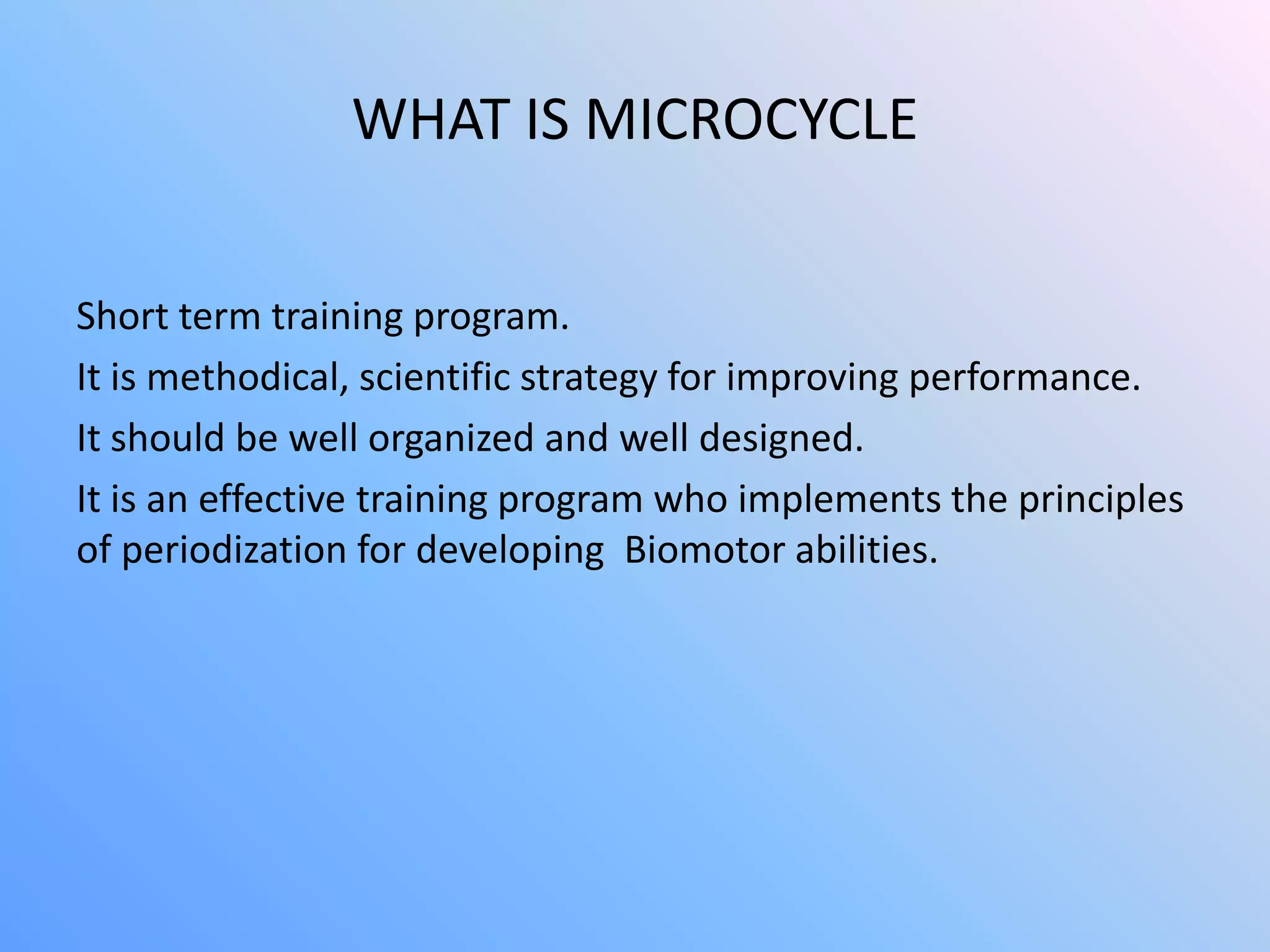 Short term plan microcycle part 1 | PDF