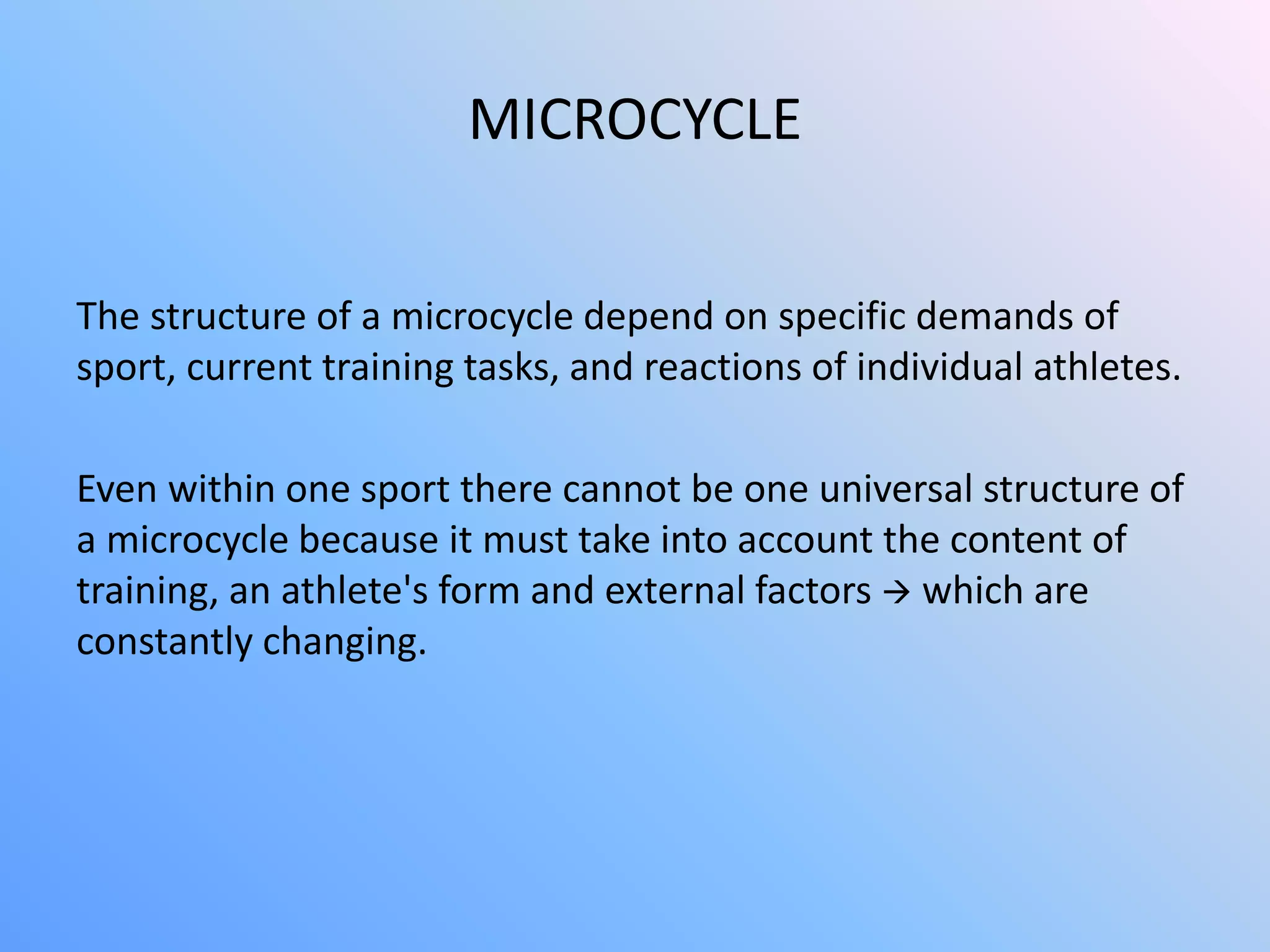 Short term plan microcycle part 1 | PDF