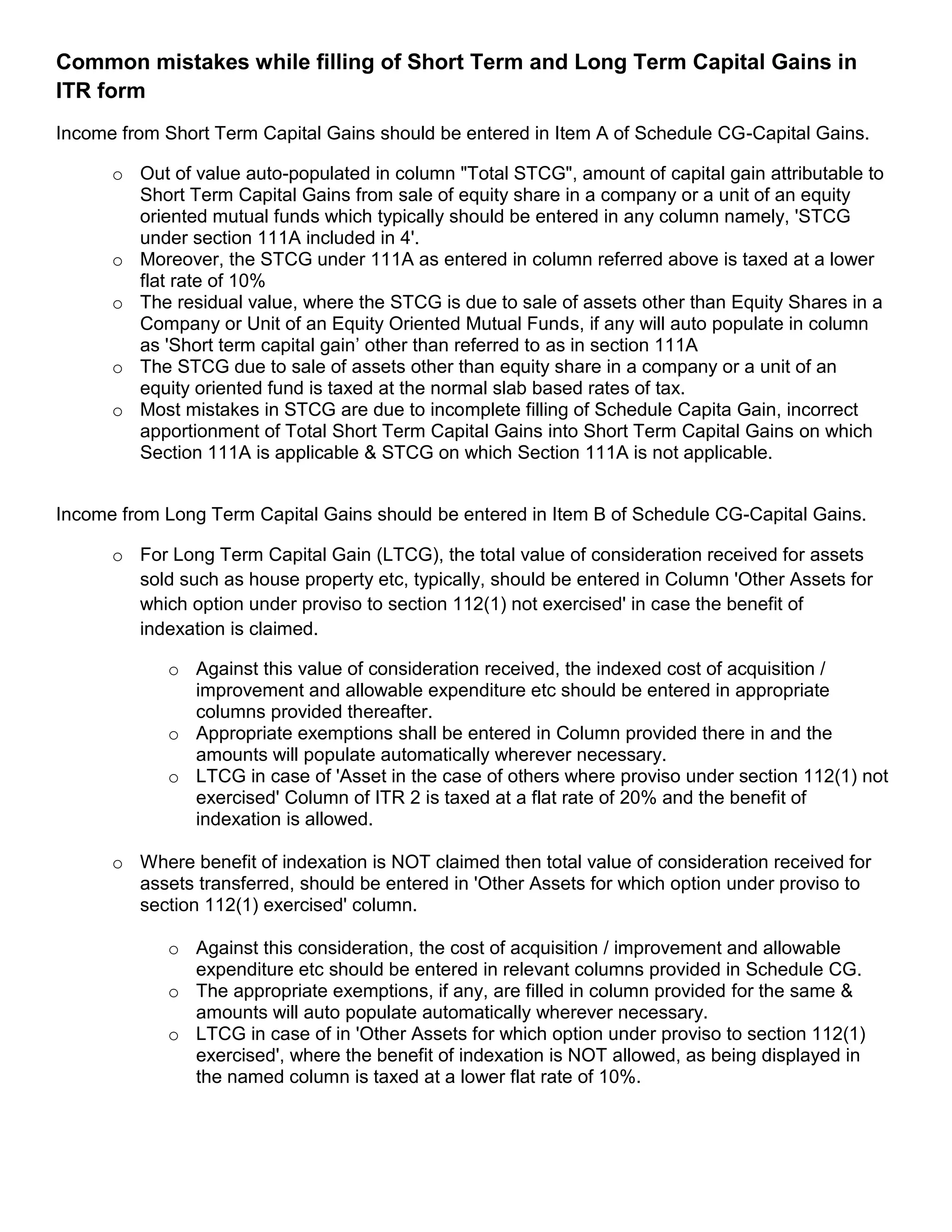 Short term and long term capital gains | PDF