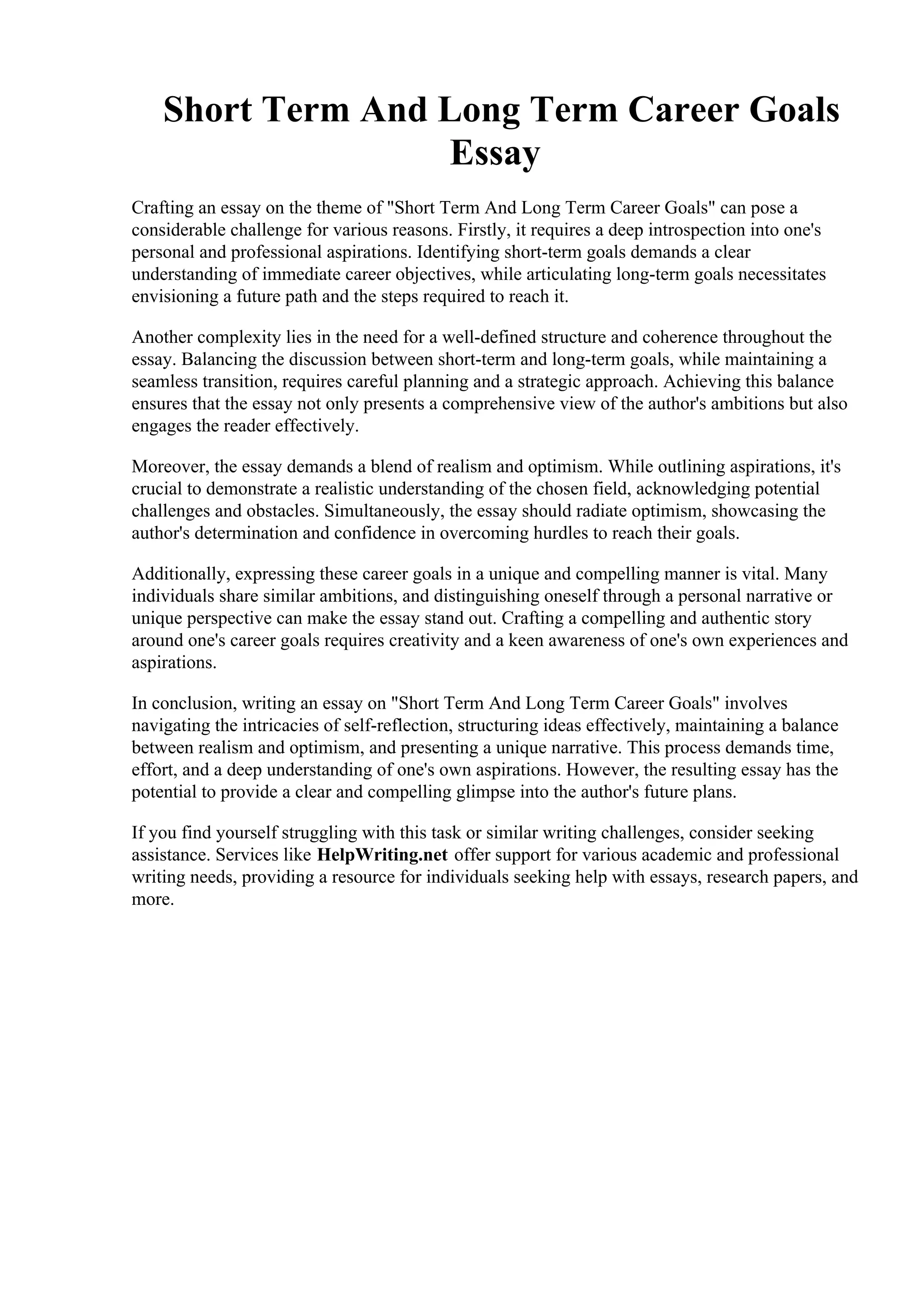 Short Term And Long Term Career Goals Essay.pdf