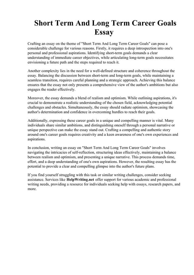Short Term And Long Term Career Goals Essay.pdf | Genetics | Science