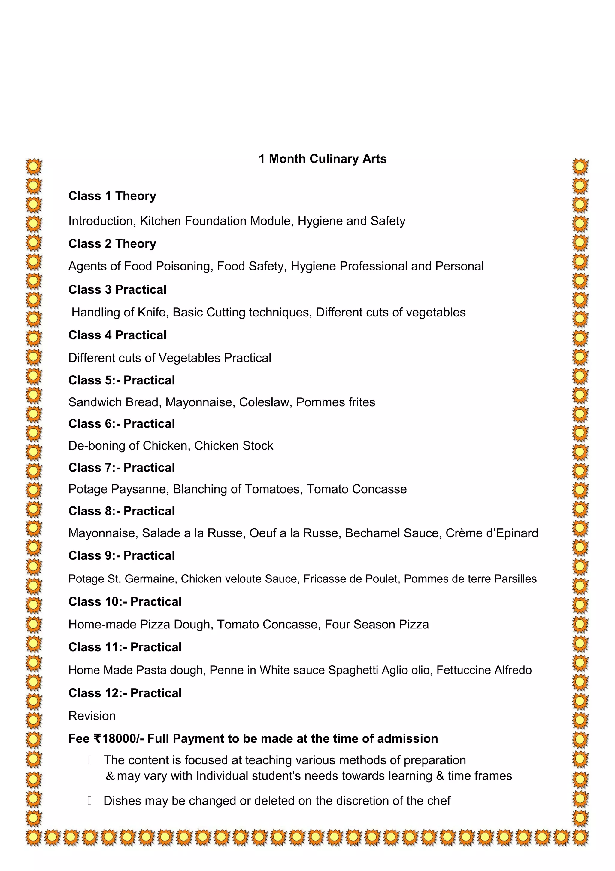Short term cooking culinary arts 1 month | PDF