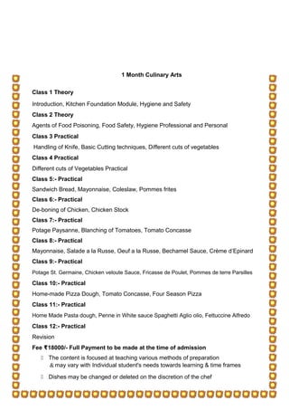 Short term cooking culinary arts 1 month | PDF