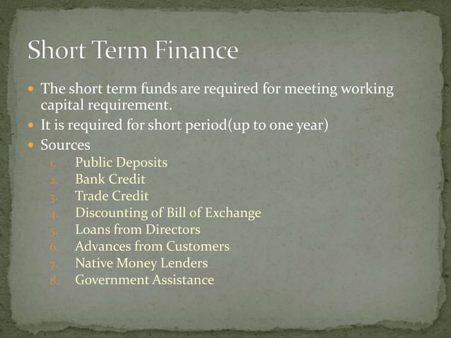 Short term finance | PPTX