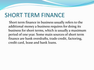 Short term finance | PPTX