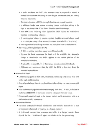 Short term financial management notes | PDF