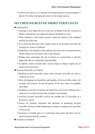 Short term financial management notes | PDF