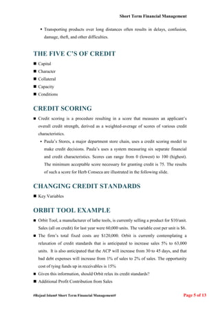 Short term financial management notes | PDF