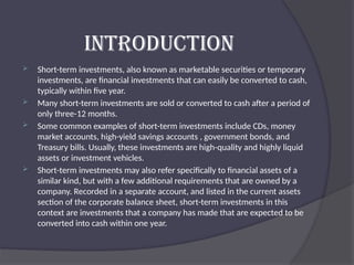 SHORT TERM INVESTMENT Presentation .pptx