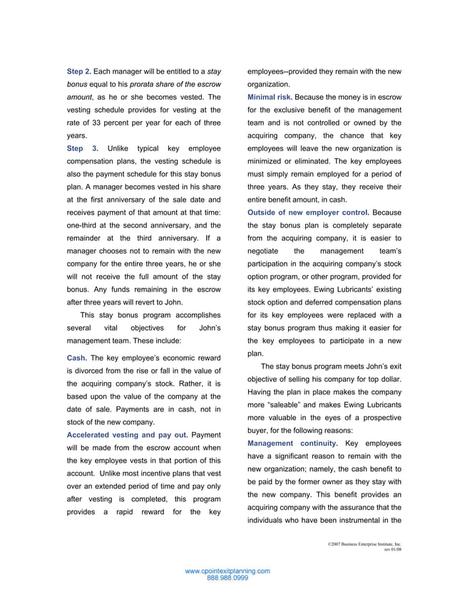 Short Term Key Employee Incentive Planning | PDF