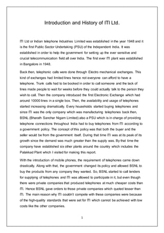 Analysis on the working of ITI Ltd | DOCX