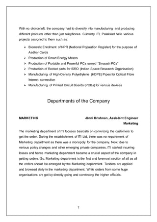 Analysis on the working of ITI Ltd | DOCX
