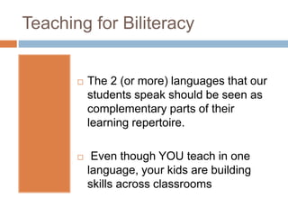 Building Bridges Between Languages in a Bilingual Setting | PPTX