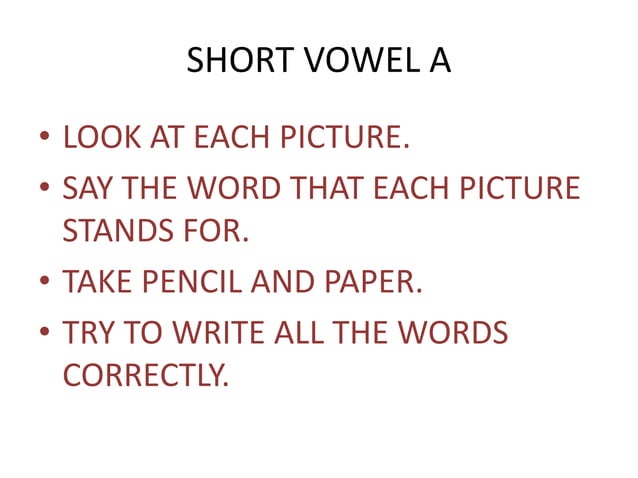 Short vowel a slideshow | PPTX