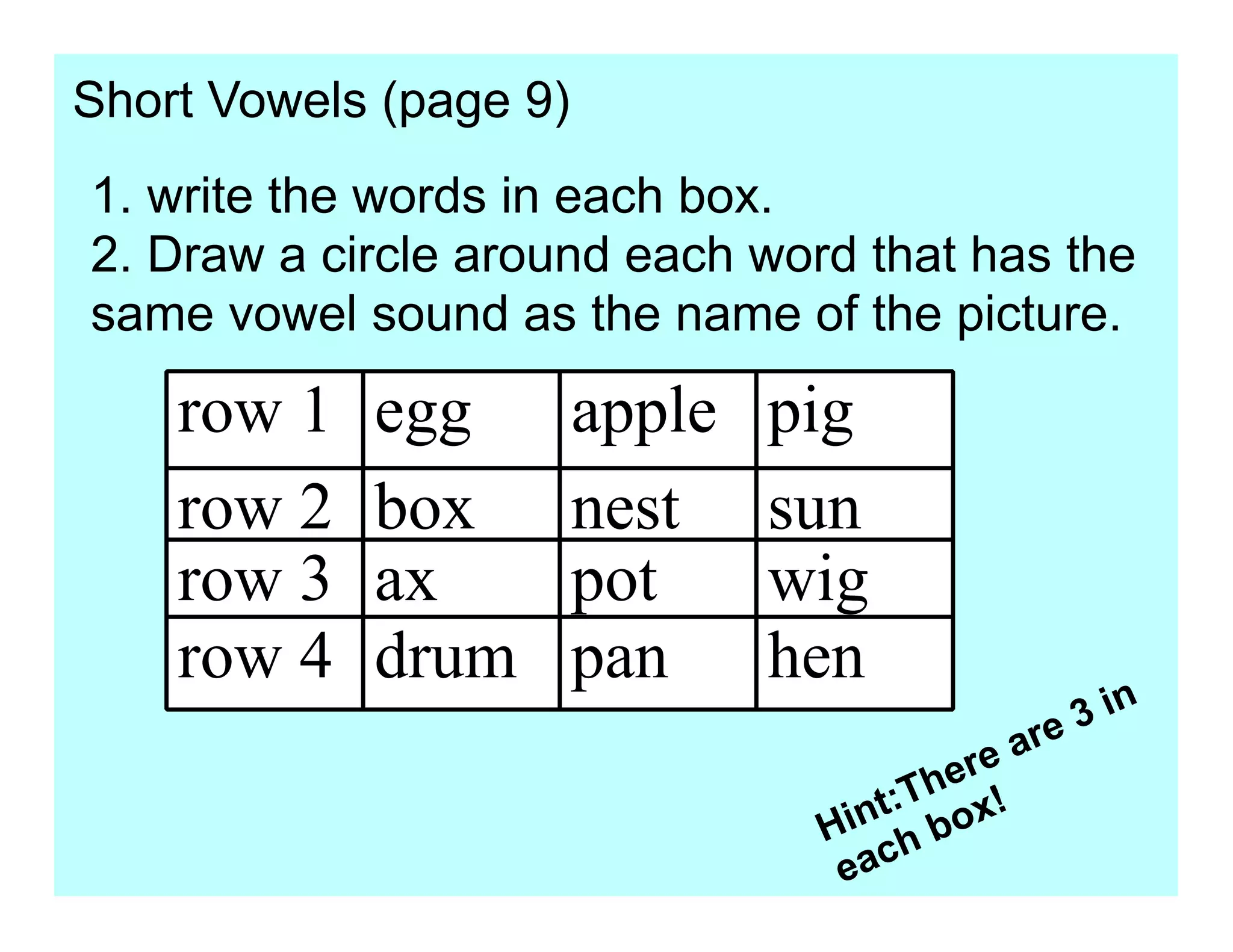 Short vowels | PDF