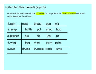 Short vowels | PDF