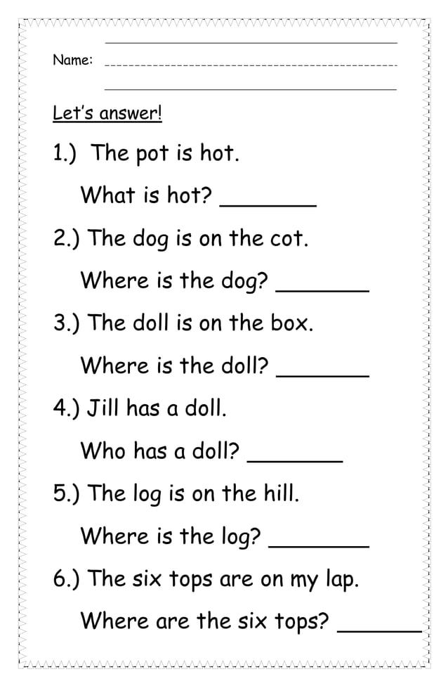 Short vowel sentences | DOCX