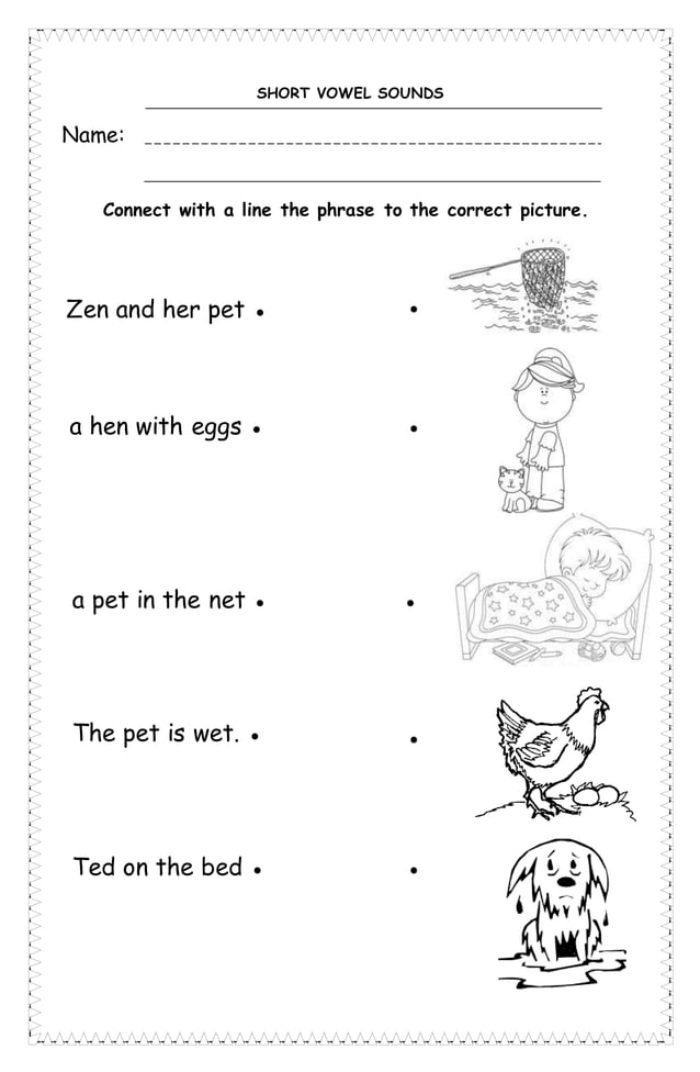 Short vowel sounds worksheets | DOCX