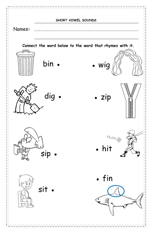 Short vowel sounds worksheets | DOCX