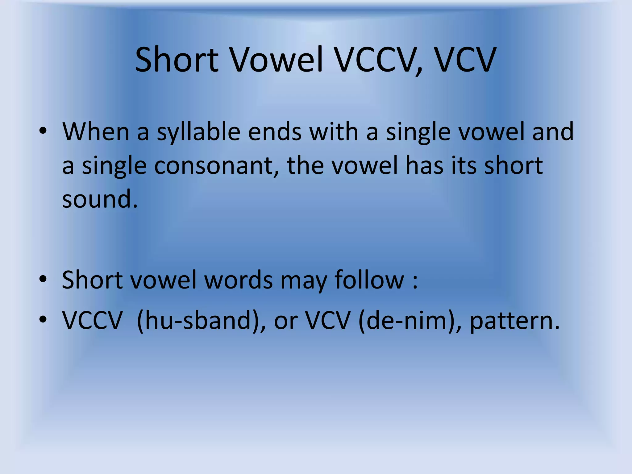 Short vowel vccv vcv-1 | PPTX