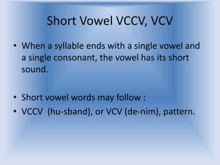 Short vowel vccv vcv-1 | PPTX