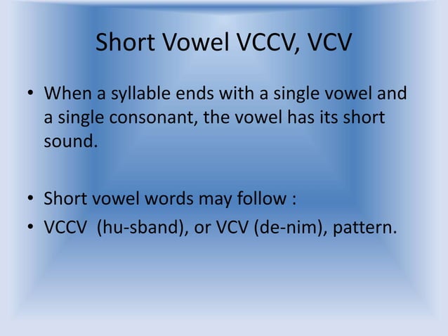 Short vowel vccv vcv-1 | PPTX