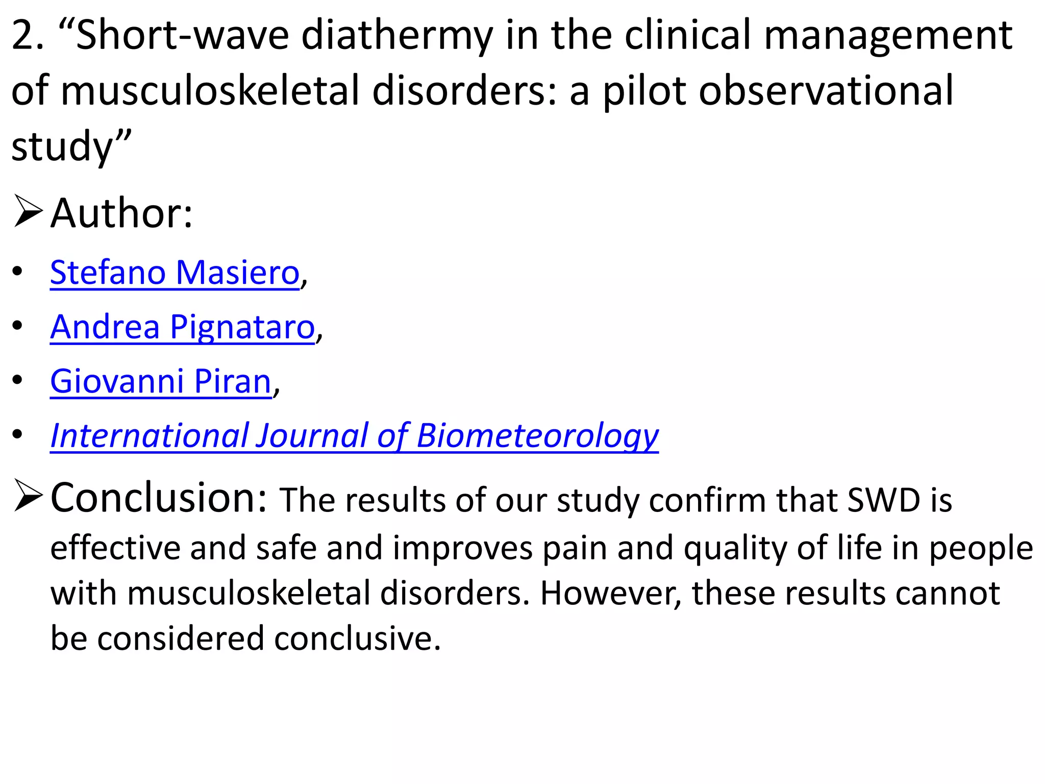 Short wave diathermy (s.w.d) electro therapy | PPTX
