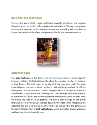 Shot Put Techniques - glide and spin technique | DOCX