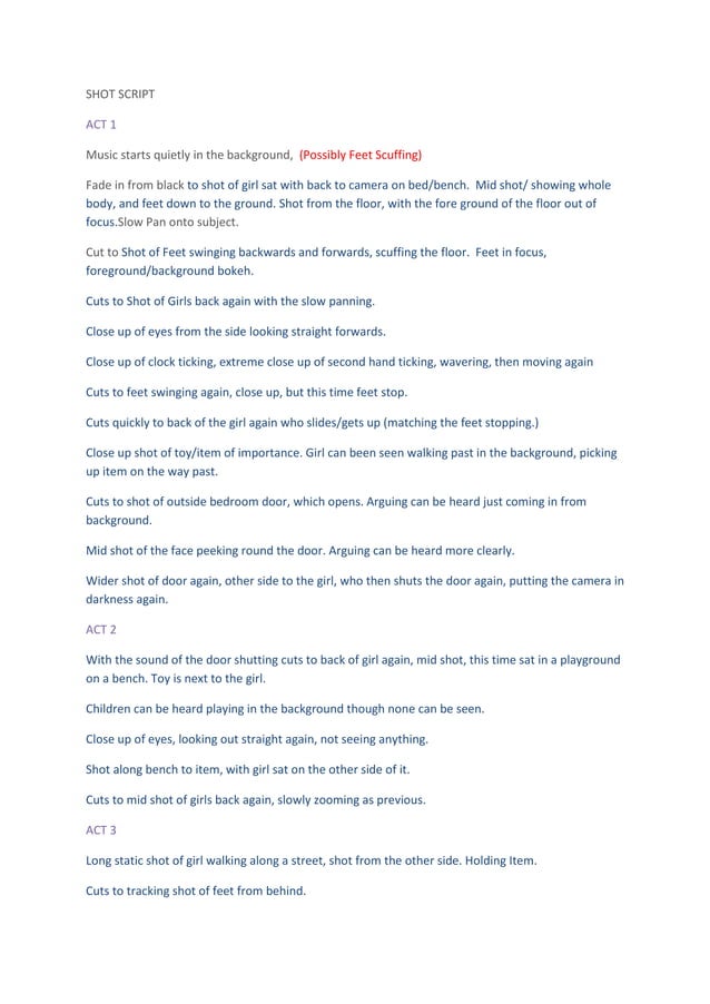 Shooting script | PDF