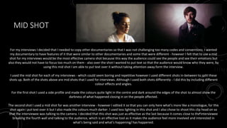 Shot type consideration for documentary | PPT