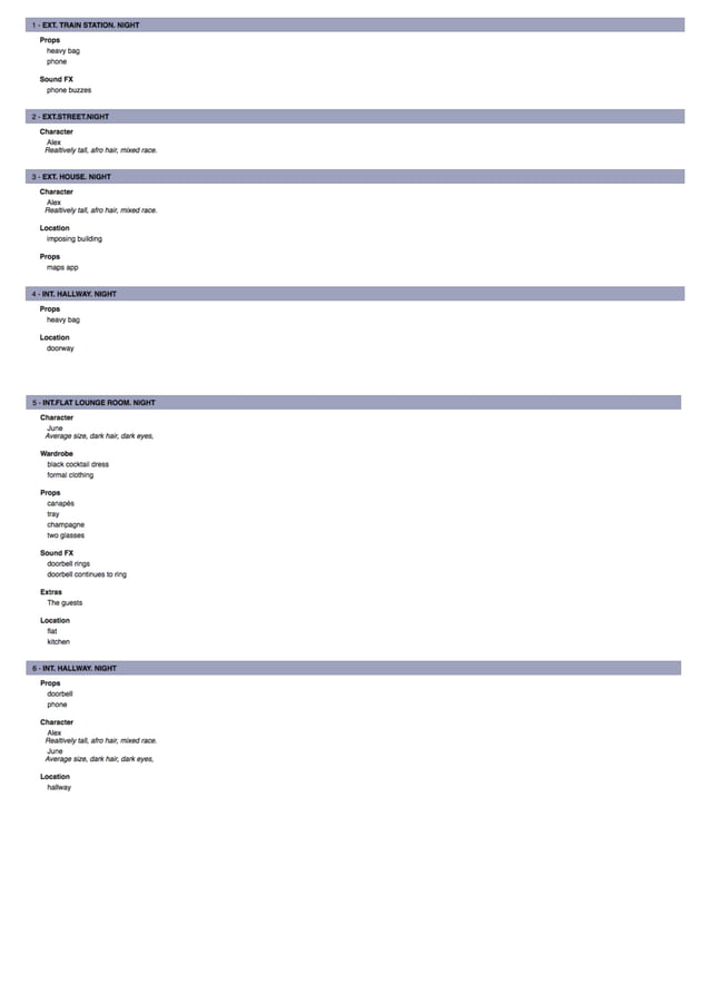 Shot breakdown master list | PDF
