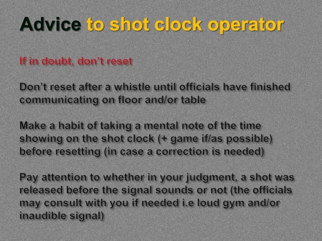 Shot Clock Reminders | PPT